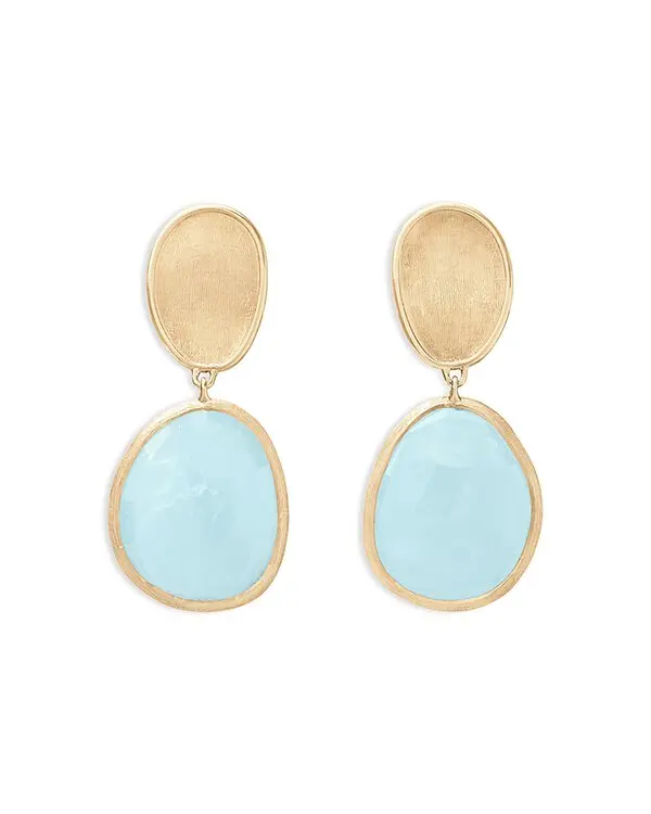 Marco Bicego 18k Yellow Gold Lunaria Aquamarine Drop Earrings - Gold/aquamarine