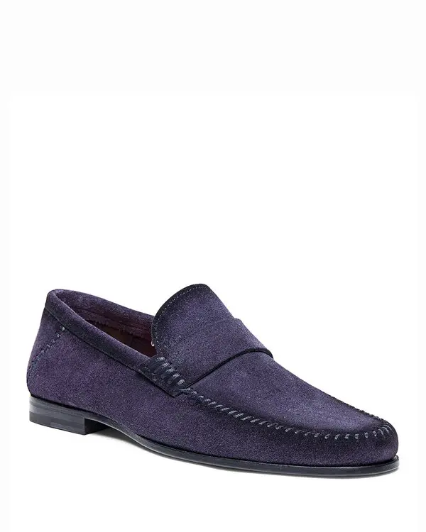 Santoni Paine-M1 Slip On Loafers - Blue | Editorialist display picture 1