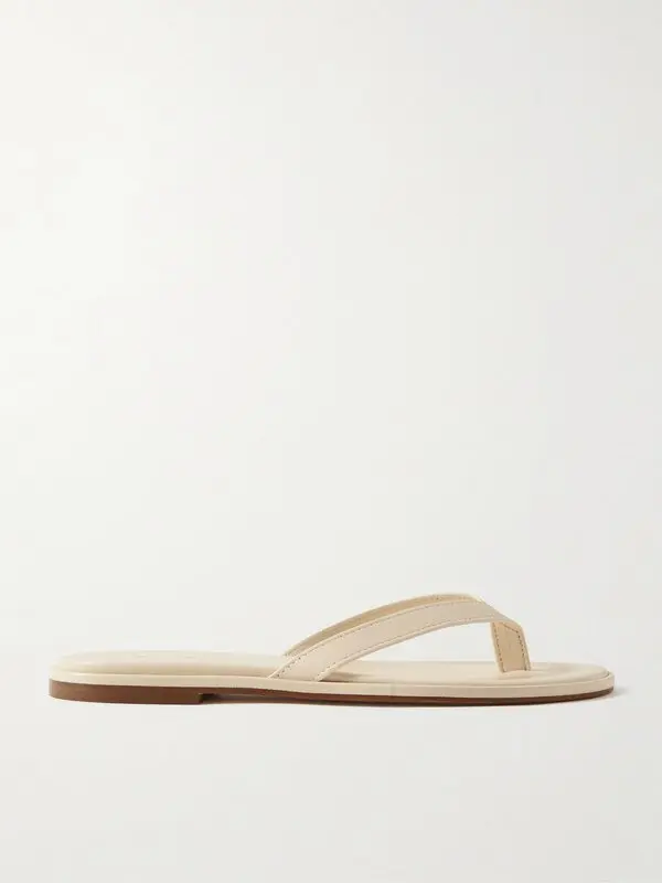 AeydĒ Melody Leather Flip Flops - Neutrals