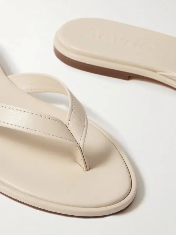 AeydĒ Melody Leather Flip Flops - Neutrals
