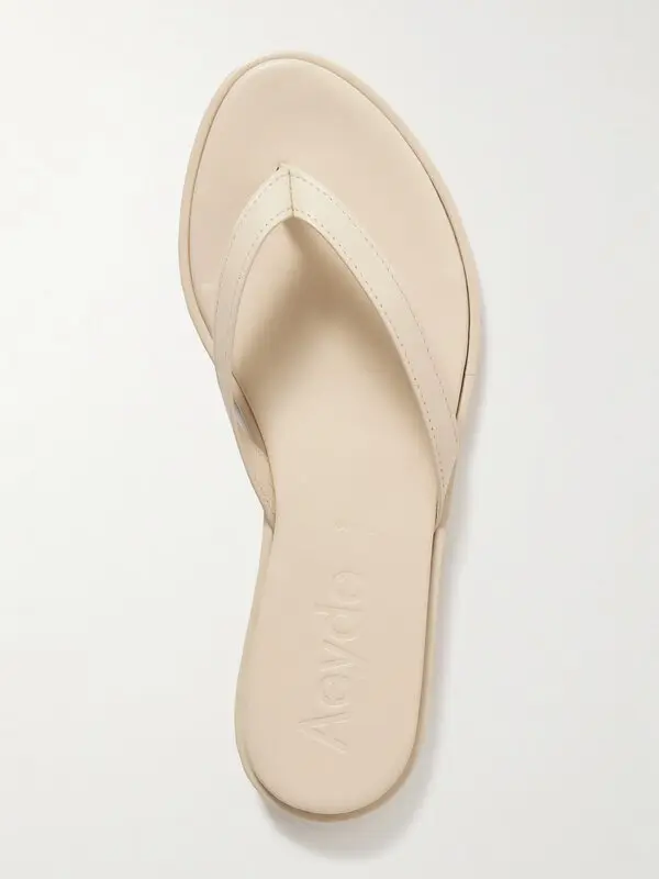 AeydĒ Melody Leather Flip Flops - Neutrals