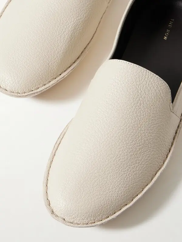 THE ROW Vasko Textured-leather Loafers - Neutrals