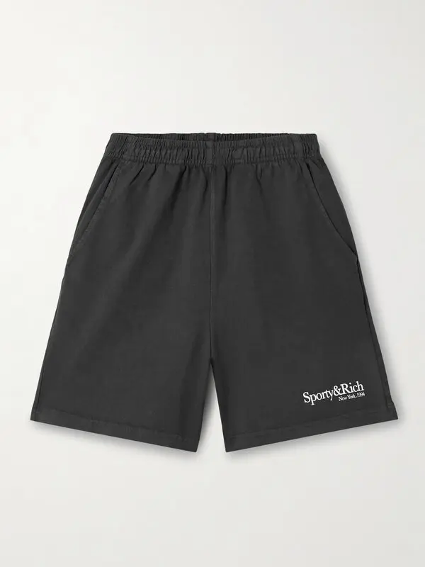 SPORTY & RICH Printed Cotton-jersey Shorts