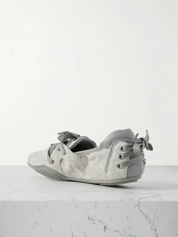 Acne Studios Leather-trimmed Suede Ballet Flats - Gray