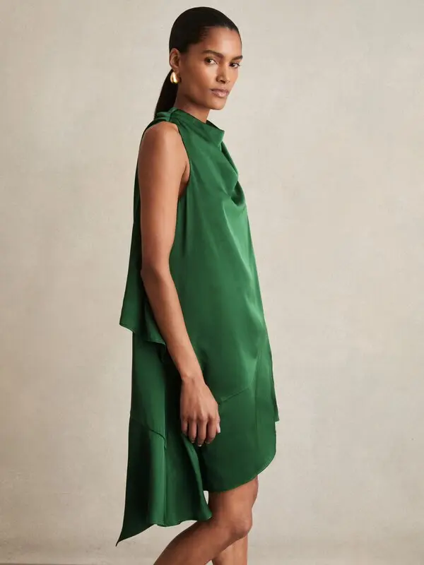 REISS Eloise Drape-neck Layered Dress
