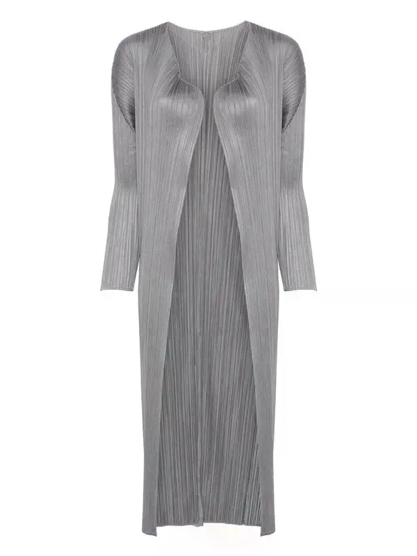 Issey Miyake Pleated Open-front Coat - Grey
