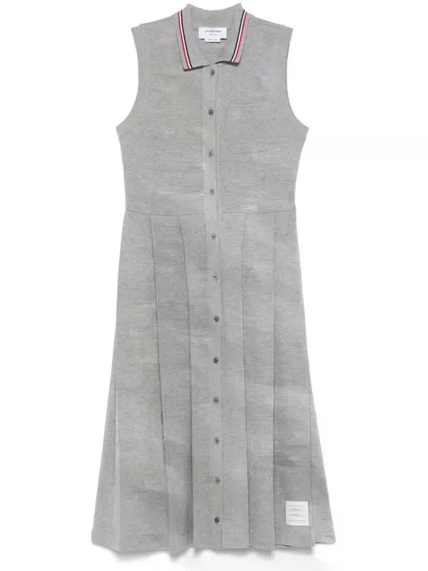 Thom Browne Rwb-stripe Pleated Midi Dress