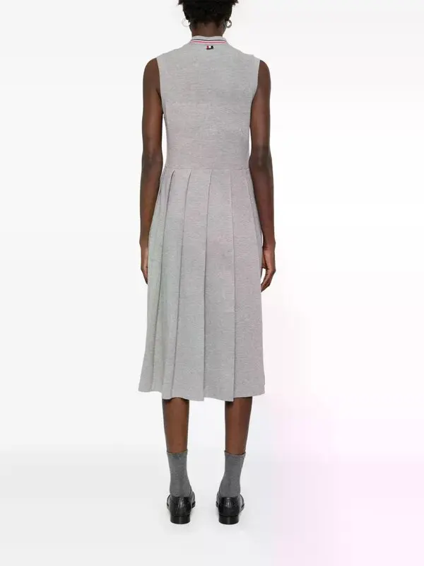 Thom Browne Rwb-stripe Pleated Midi Dress