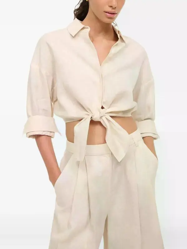 Staud Lisa Linen Blouse - Neutrals