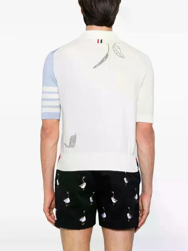 Thom Browne 4-bar Stripe Cotton Polo Shirt - Blue