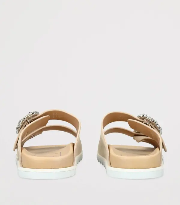 ROGER VIVIER Leather Slidy Viv Strass Sandals