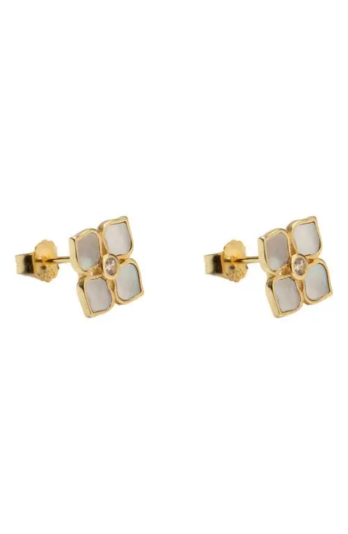 Argento Vivo Mother-of-pearl Flower Stud Earrings - Gold