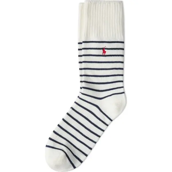 Polo Ralph Lauren Breton Stripe Crew Socks - White