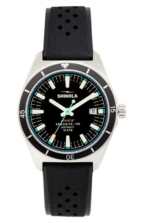 Shinola Duck Rubber Strap Watch - Black