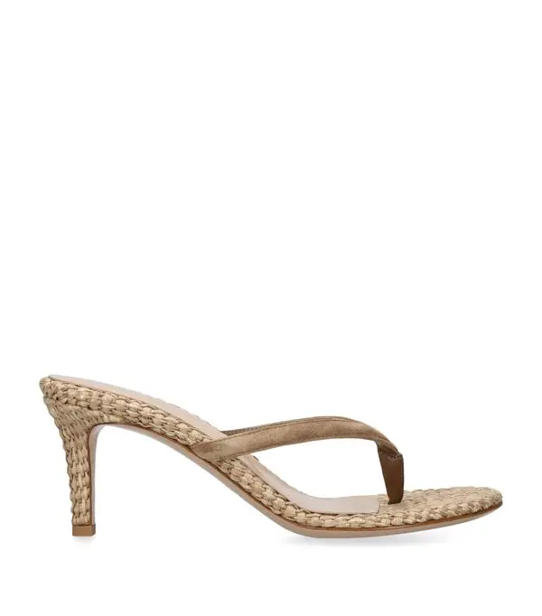 GIANVITO ROSSI Calypso Raffia Thong Sandals - Beige