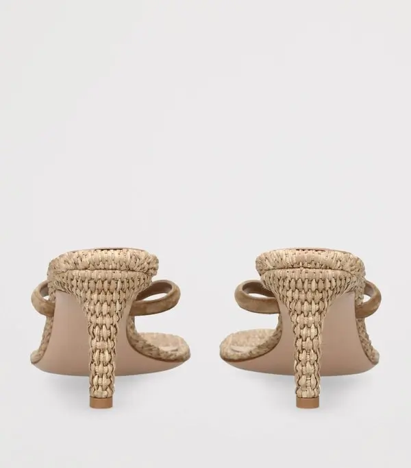 GIANVITO ROSSI Calypso Raffia Thong Sandals - Beige