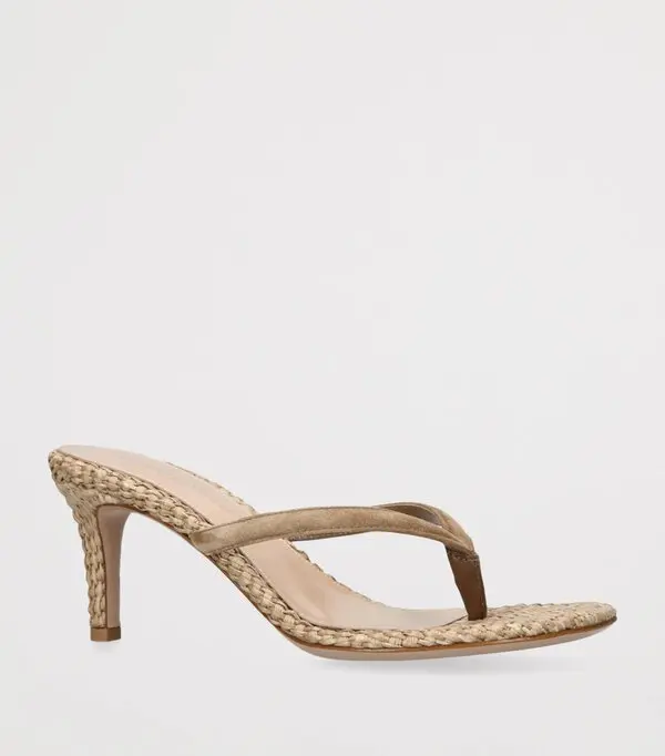 GIANVITO ROSSI Calypso Raffia Thong Sandals - Beige