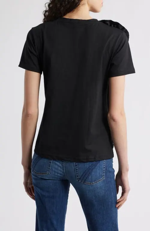 NIKKI LUND Peony Floral Appliqué Top - Black