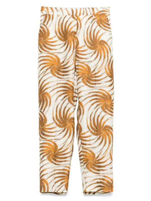 Alberto Biani Printed Silk Trousers - Beige