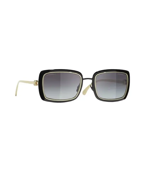 Chanel Rectangle Sunglasses - Black & Gold