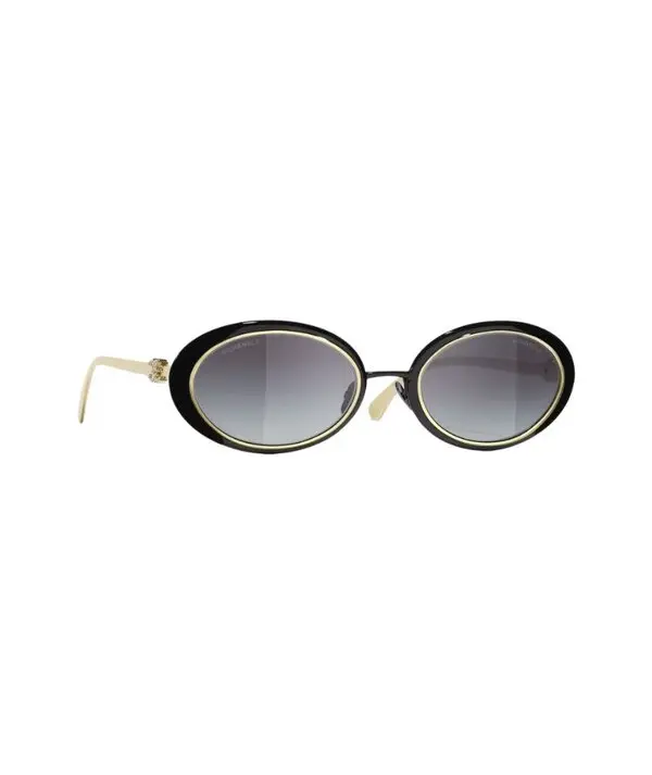 Chanel Oval Sunglasses - Black & Gold