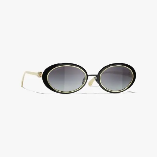 Chanel Oval Sunglasses - Black & Gold