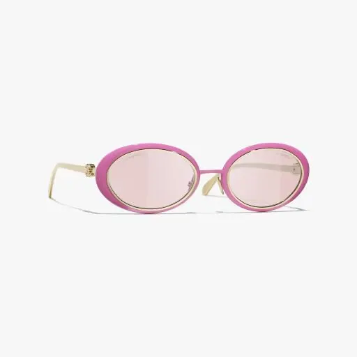 Chanel Oval Sunglasses - Pink & Gold