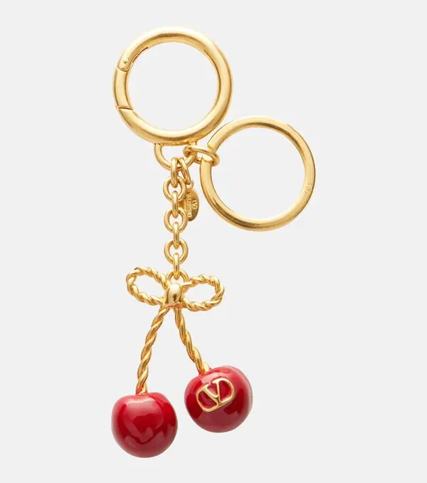 Valentino Garavani Vlogo Cherries Key Ring - Red