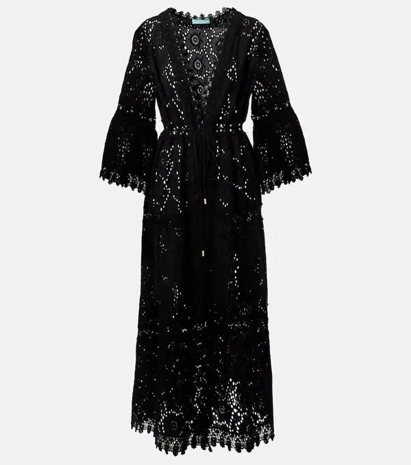 Melissa Odabash Robbie Cotton Lace Kaftan - Black