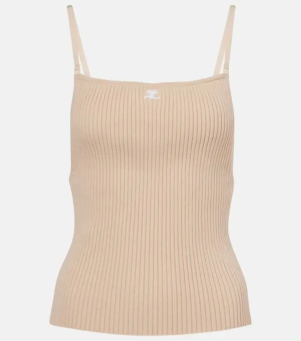 COURREGES Logo Ribbed-knit Tank Top