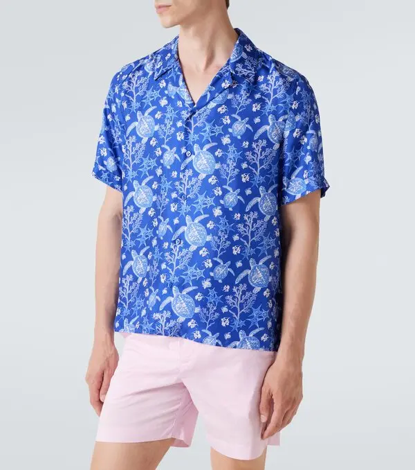 Vilebrequin Charli Printed Silk Bowling Shirt - Blue