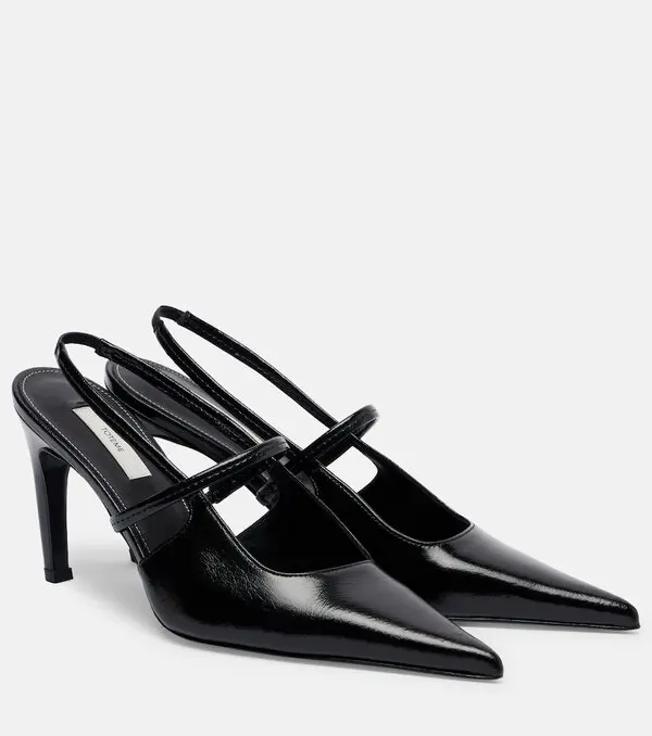 TOTEME Leather Slingback Pumps - Black