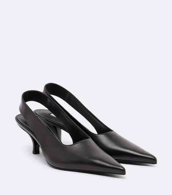 TOTEME Leather Slingback Pumps - Black