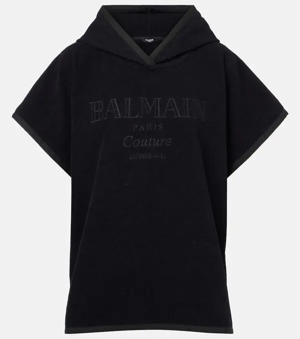 Balmain Couture Cotton Terry Beach Cover-up - Black