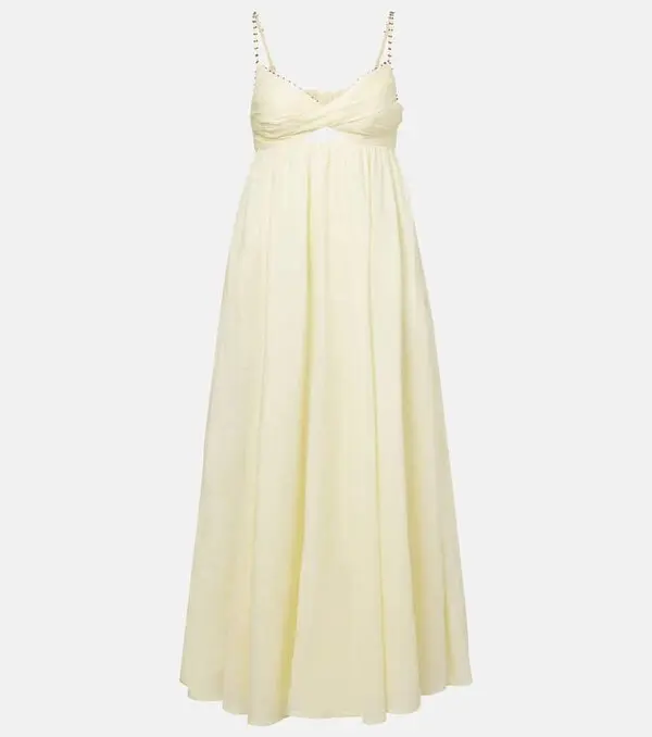 Zimmermann Rhiannon Embellished Linen Midi Dress