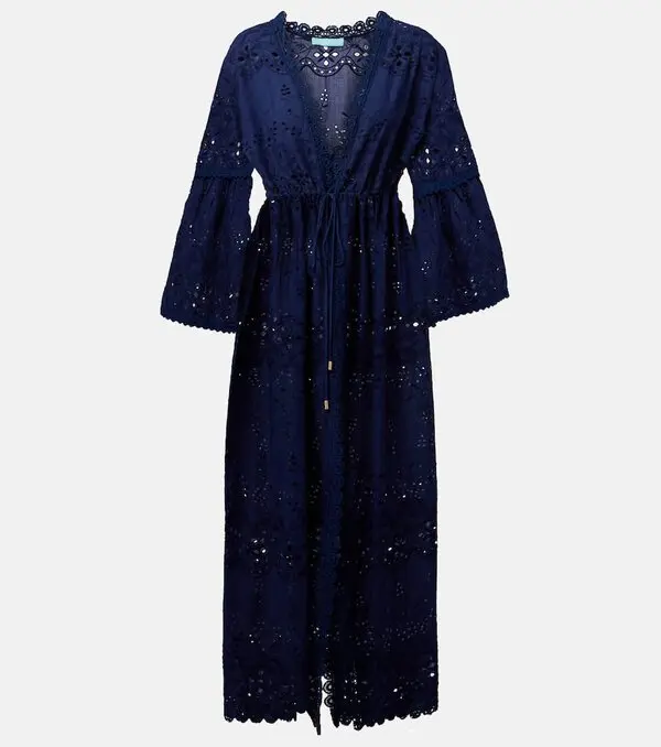 Melissa Odabash Tallulah Broderie Anglaise Cotton Kaftan - Blue
