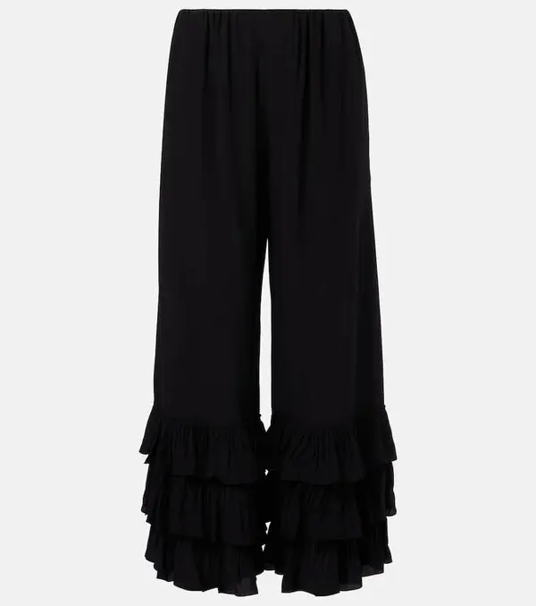 Chloé Layered Crêpe De Chine Wide-leg Pants
