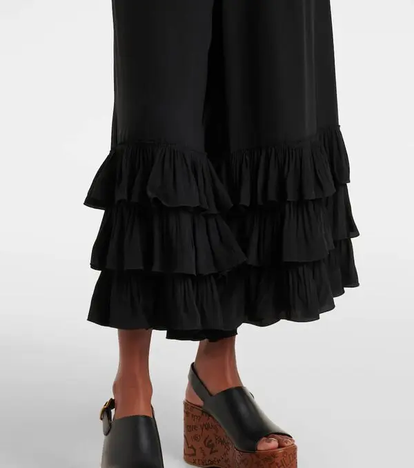 Chloé Layered Crêpe De Chine Wide-leg Pants