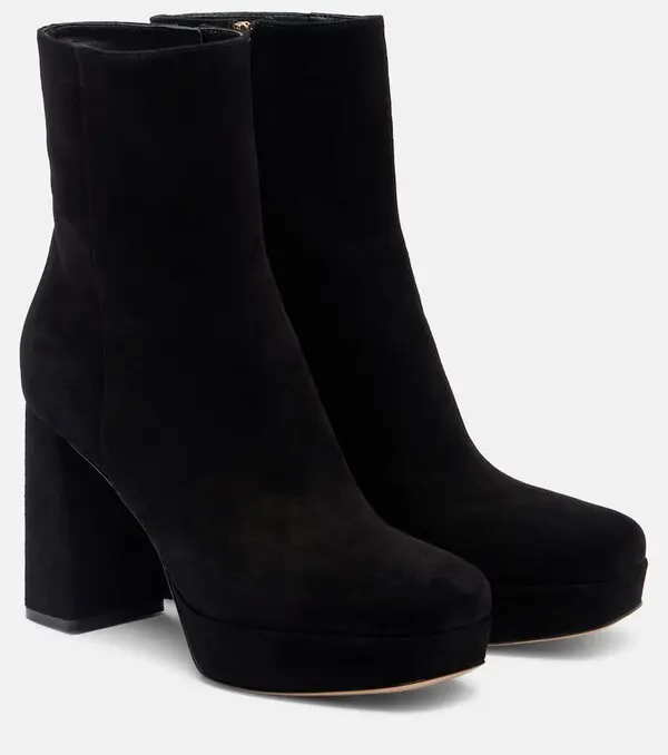 GIANVITO ROSSI Daisen 95 Suede Platform Ankle Boots - Black