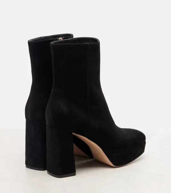 GIANVITO ROSSI Daisen 95 Suede Platform Ankle Boots - Black