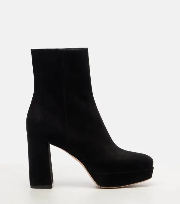 GIANVITO ROSSI Daisen 95 Suede Platform Ankle Boots - Black