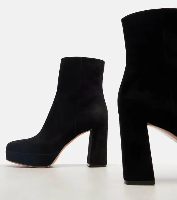 GIANVITO ROSSI Daisen 95 Suede Platform Ankle Boots - Black