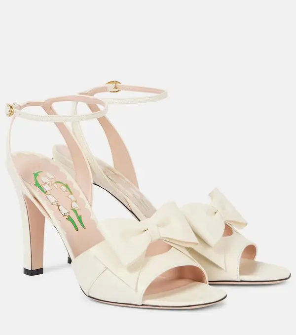 Valentino Garavani Bow-detail Leather Sandals - White