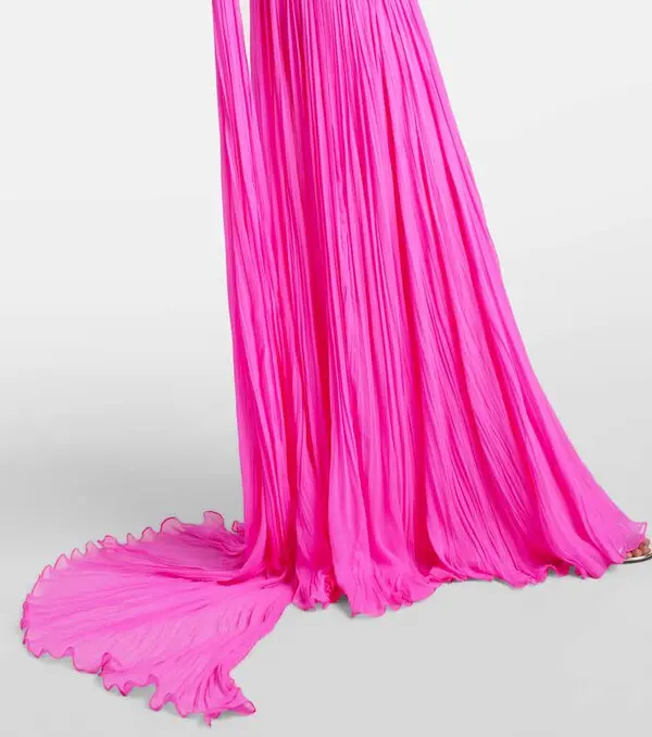 MARMAR HALIM Pleated Silk Georgette Chiffon Gown