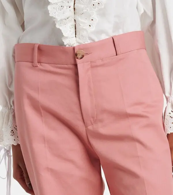 Chloé Pleated High-rise Cotton Flared Pants