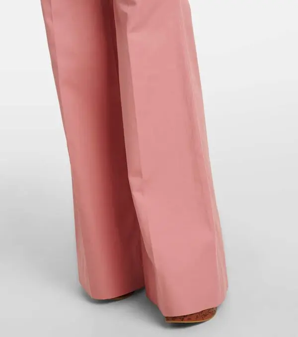 Chloé Pleated High-rise Cotton Flared Pants
