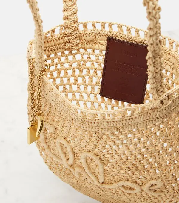Chloé Small Raffia Tote Bag - Beige