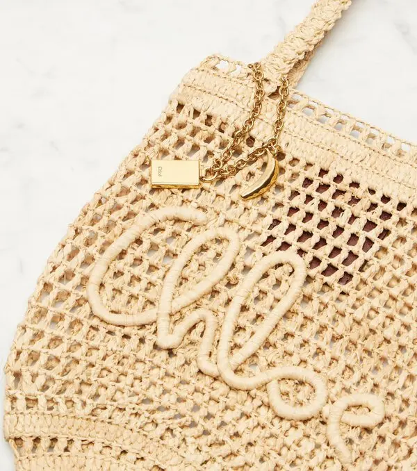 Chloé Small Raffia Tote Bag - Beige