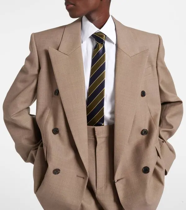 Saint Laurent Striped Silk Neck Tie