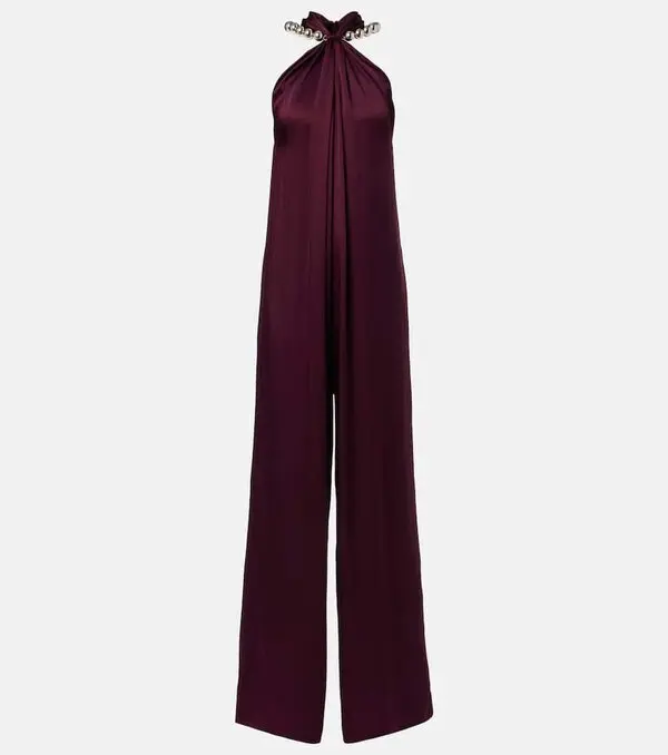 Stella McCartney Embellished Halterneck Jumpsuit - Burgundy